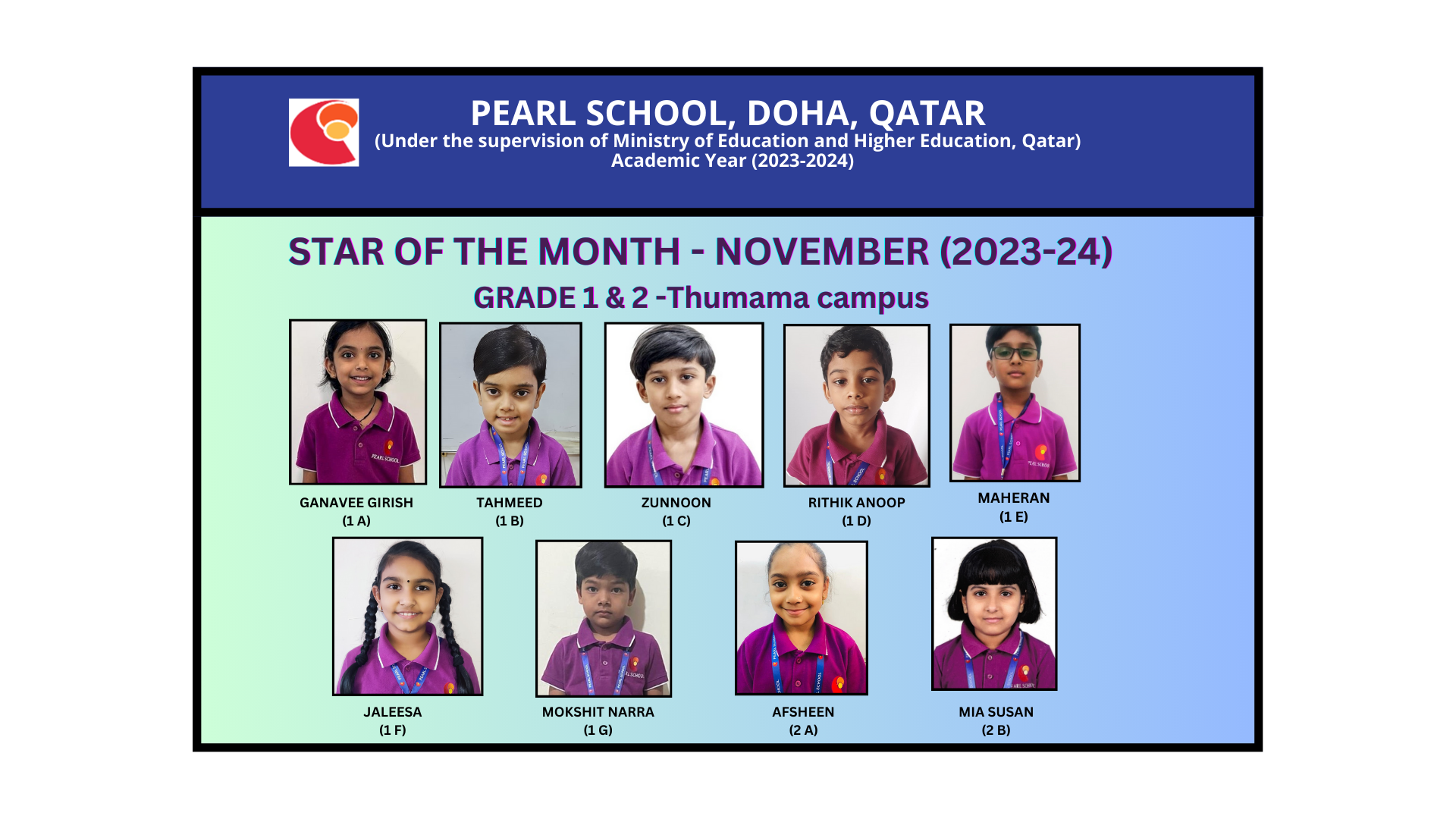 Grade 1 & 2: Star of the Month- November(Thumama Campus 2023-24 ...