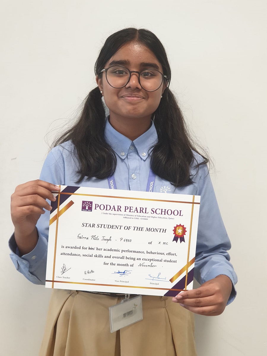 Star Student of the Month November: Classes IX -XII (Meshaf 2023-2024 ...