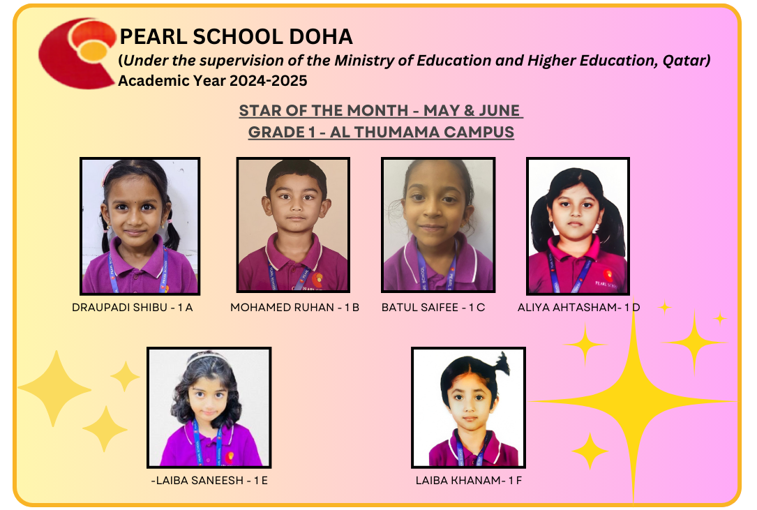 Grade 1: Star Student of the Month May & June (Thumama Campus 2024-25 ...
