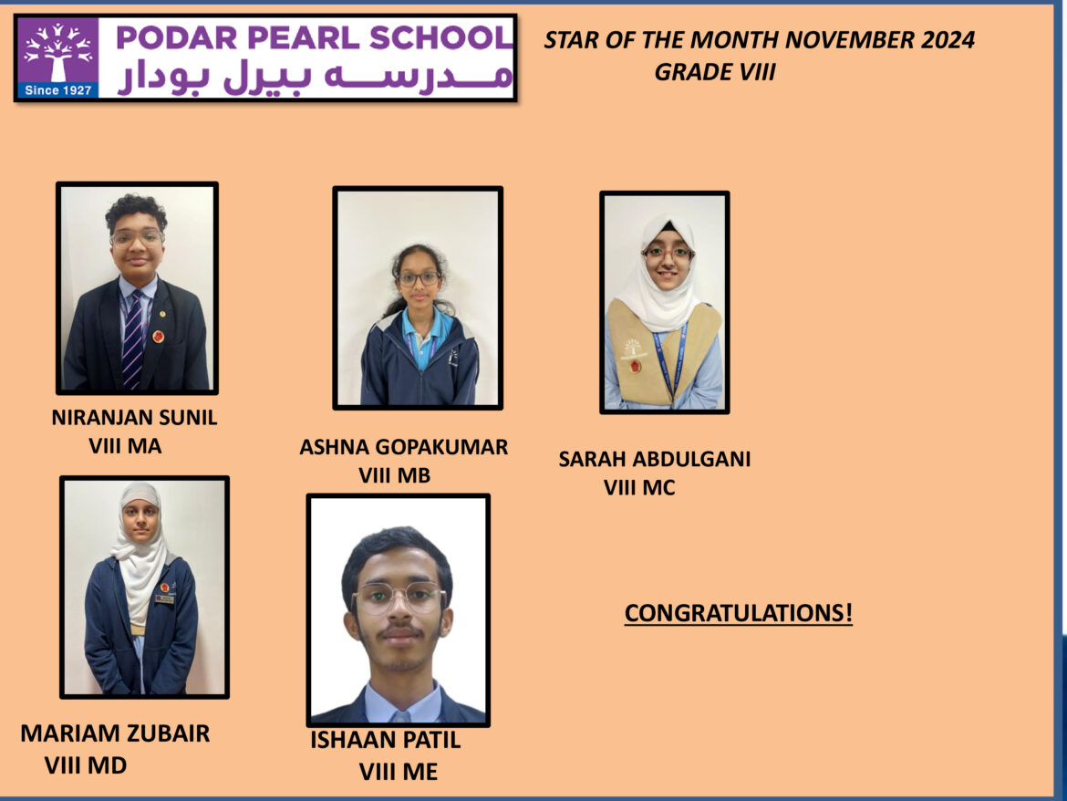 Grade 6-8: Star Student of the Month November (Meshaf 2024-2025 ...