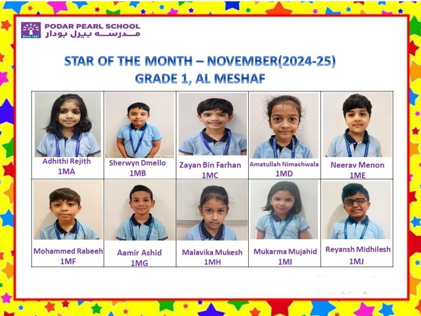Grade 1-2: Star Student of the Month November (Meshaf 2024-2025 ...