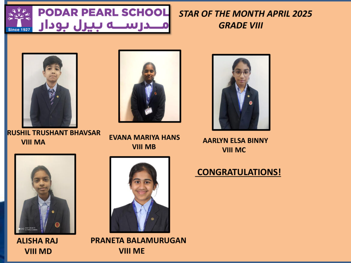 Class 6 to 8: Star Student of the Month (April-Meshaf 2025-26) - Podar ...