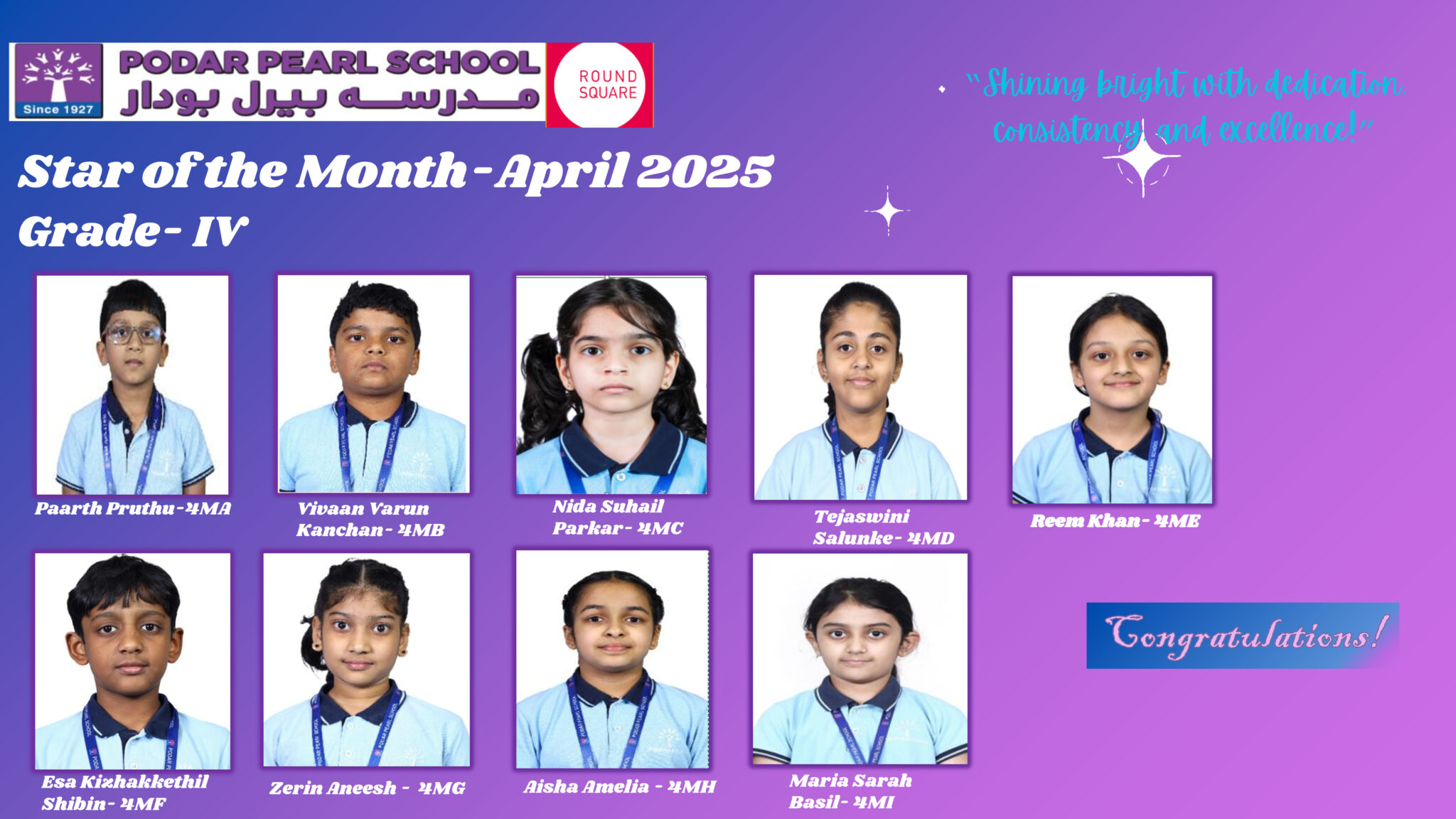 Class 3 to 5: Star Student of the Month (April-Meshaf 2025-26) - Podar ...