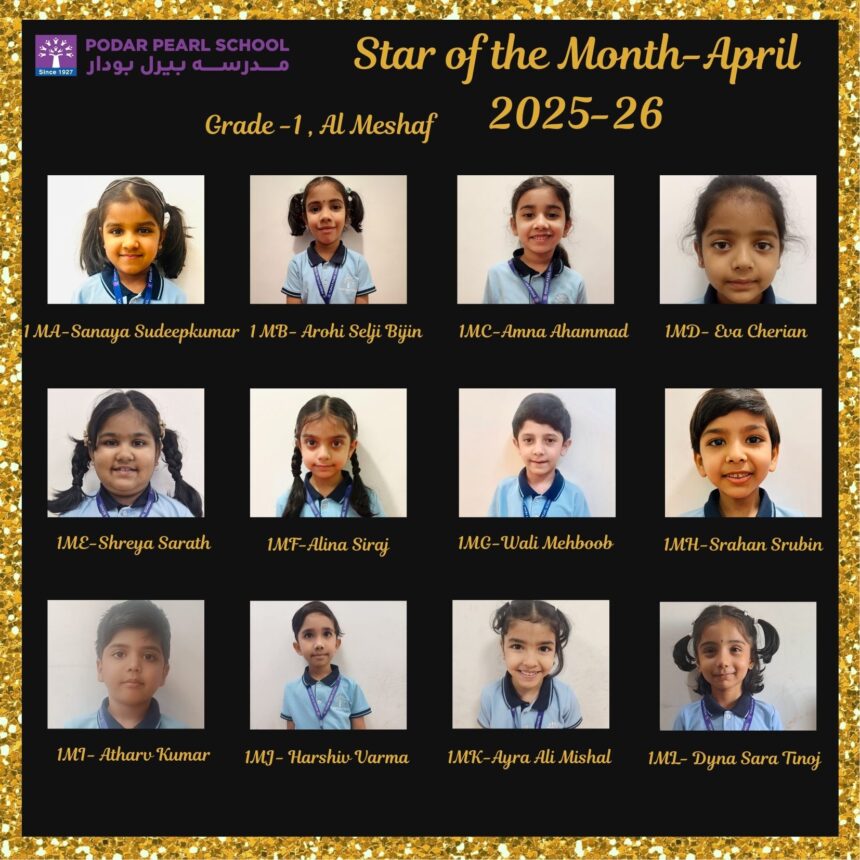 Class 1 & 2: Star Student of the Month (April-Meshaf 2025-26) - Podar ...