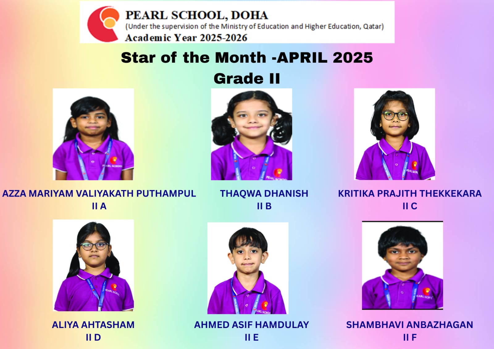 Class 1 to 4: Star Student of the Month (April-Thumama 2025-26) - Podar ...